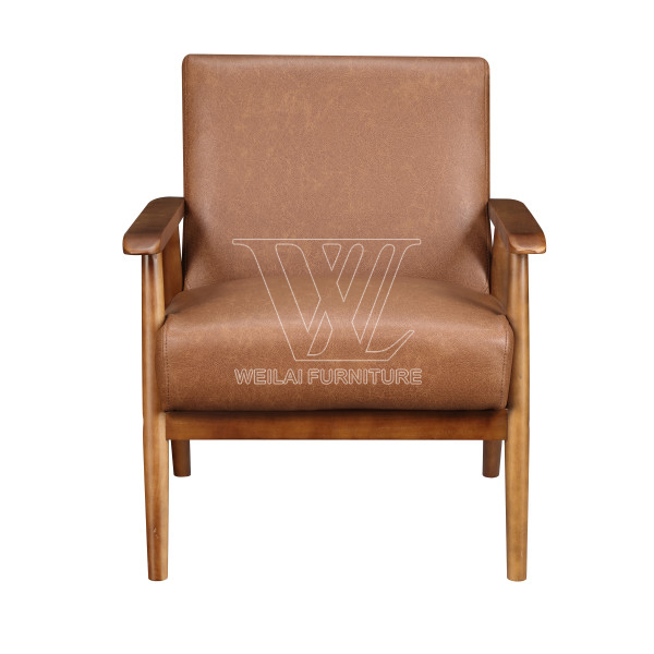 Faux Leather Wooden Frame Accent Chair